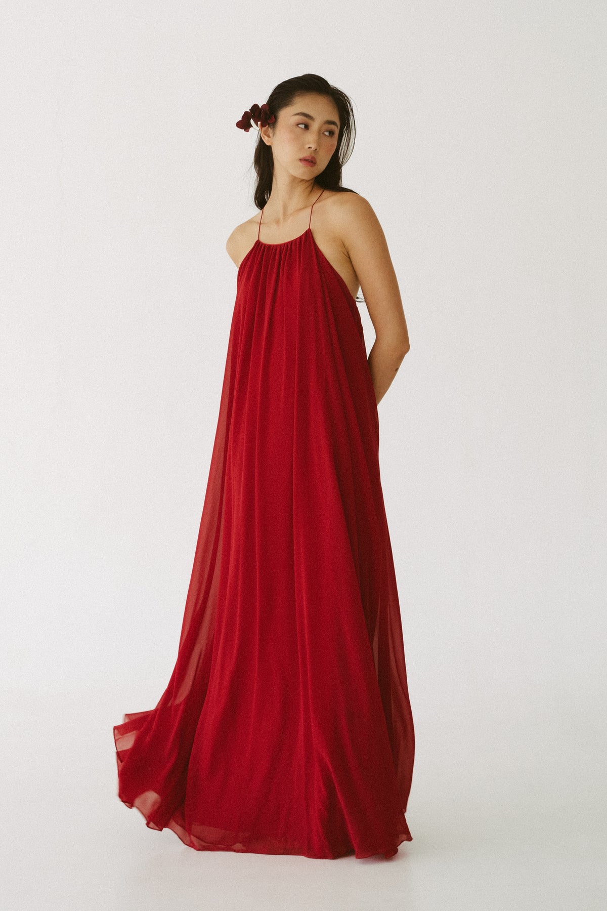Red Chiffon Tent Dress – VESTIDO