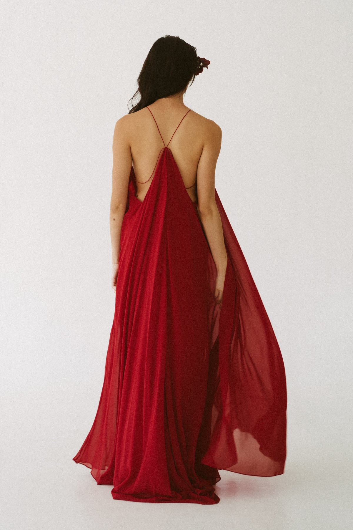 Red Chiffon Tent Dress – VESTIDO