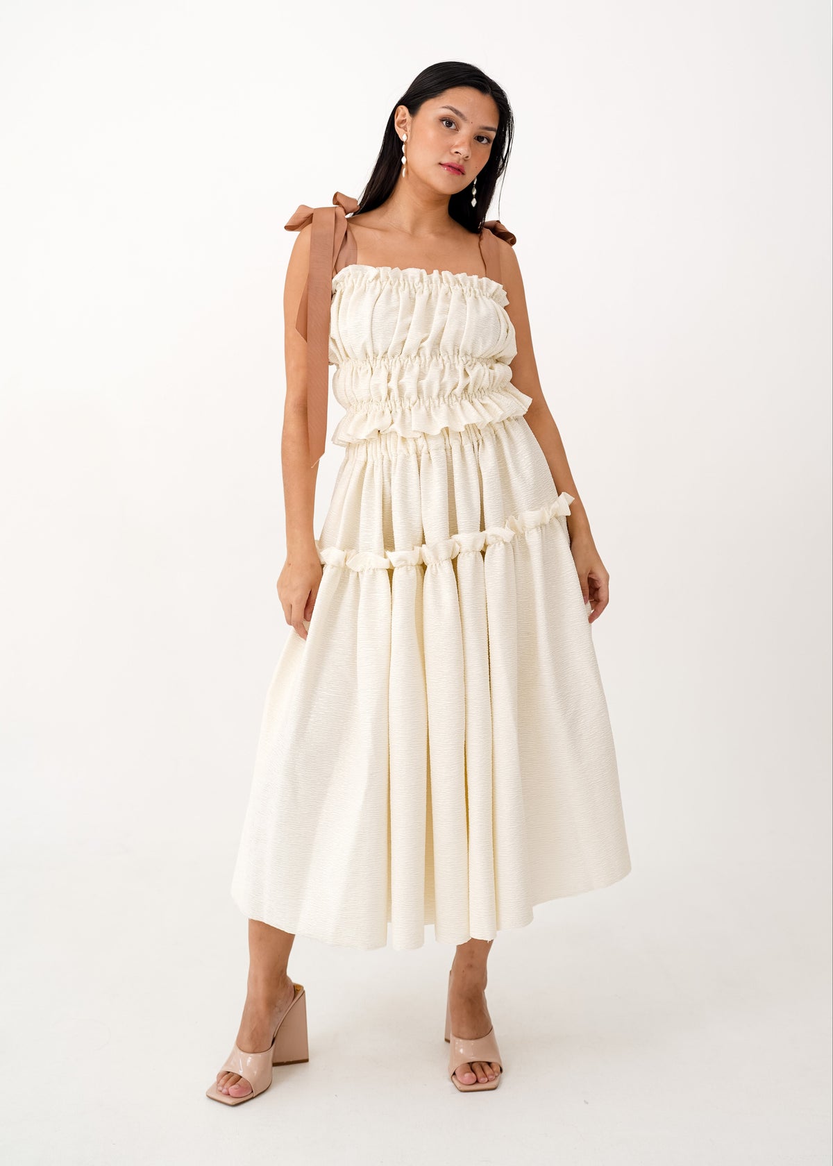 Cream Ruffle Top and Skirt Set – VESTIDO