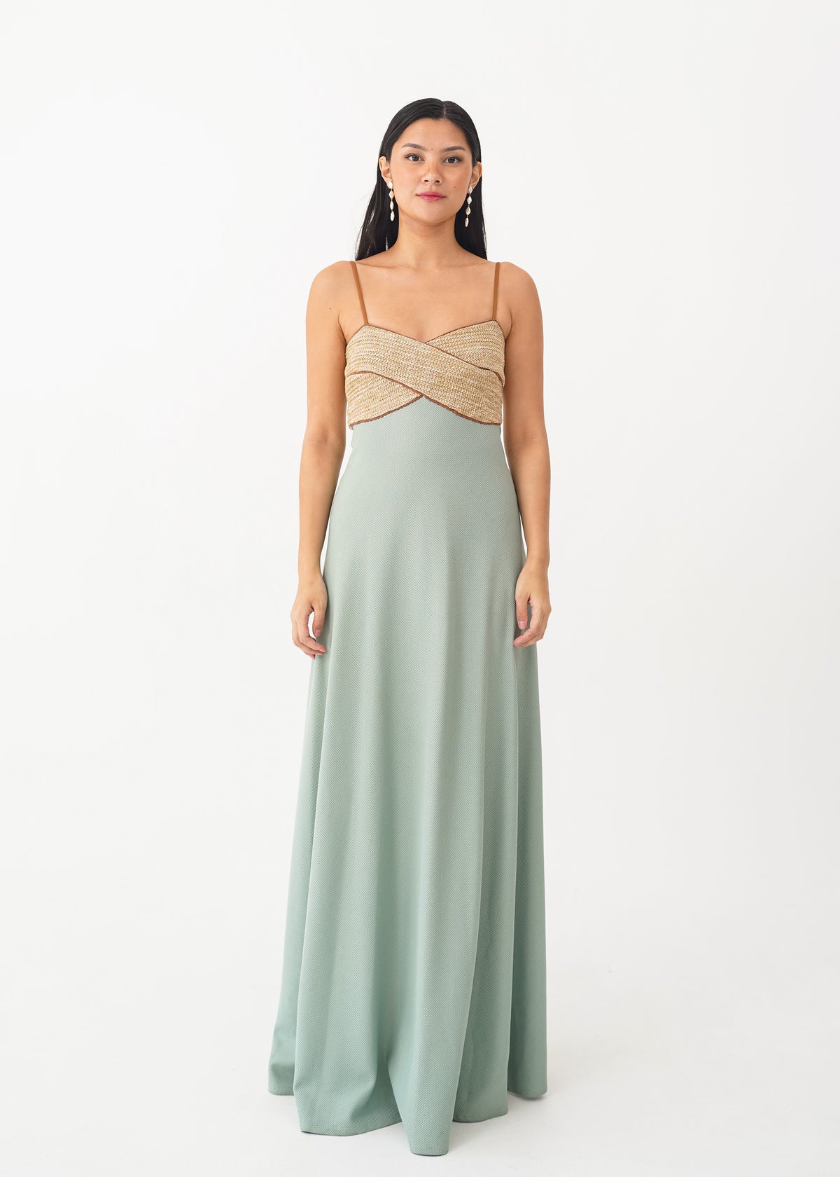 Seafoam Dress with Rafia Details – VESTIDO