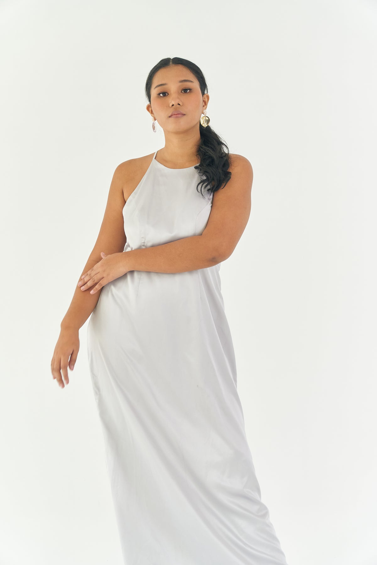 Silver Blue Silk Dress – VESTIDO